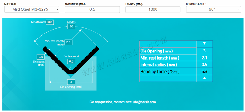 Press Brake Bending Calculator - HARSLE